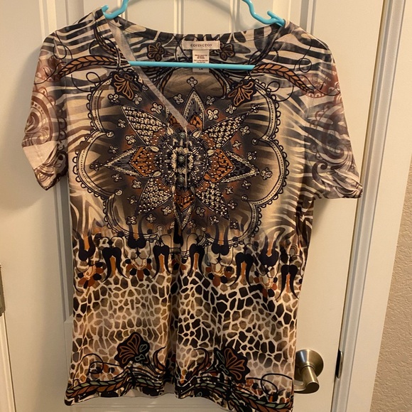 Covington | Tops | Covington L Top Rhinestone Blouse Large Sublimation ...